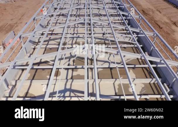 from a birds eye view on the pig farm, the production facilities of the ...
