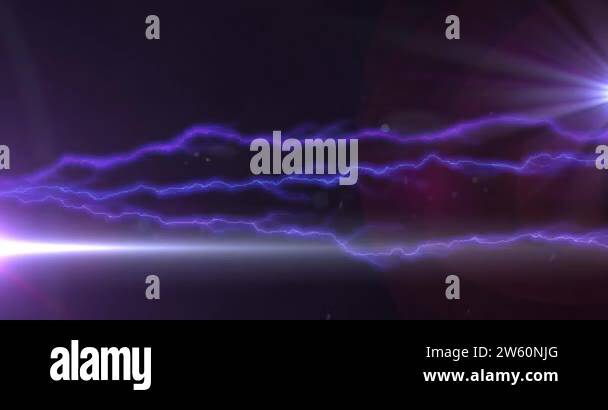 Animation of glowing purple lightning flashes and white beam of light ...