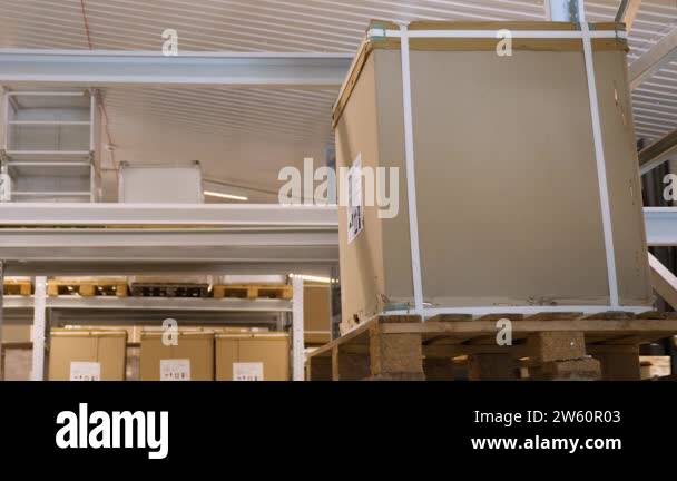 Storehouse modern forklift stack truck delivery boxes cardboard storage ...