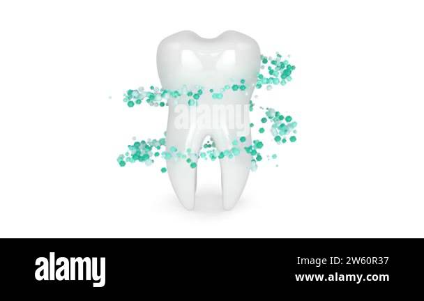 Seamless looping animation of tooth with rotating around particles ...