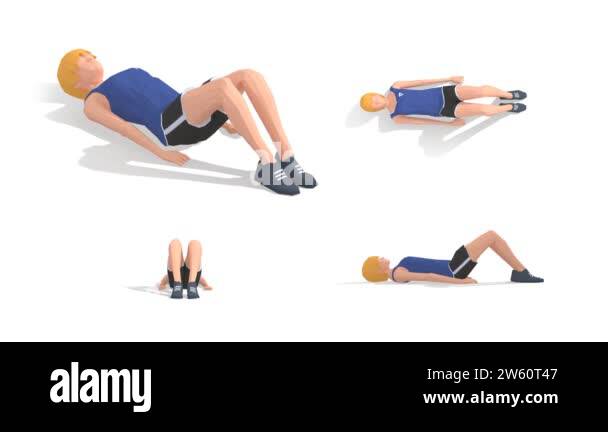 But Up Woman Exercise Animation 3d Model Turntable on White Background ...