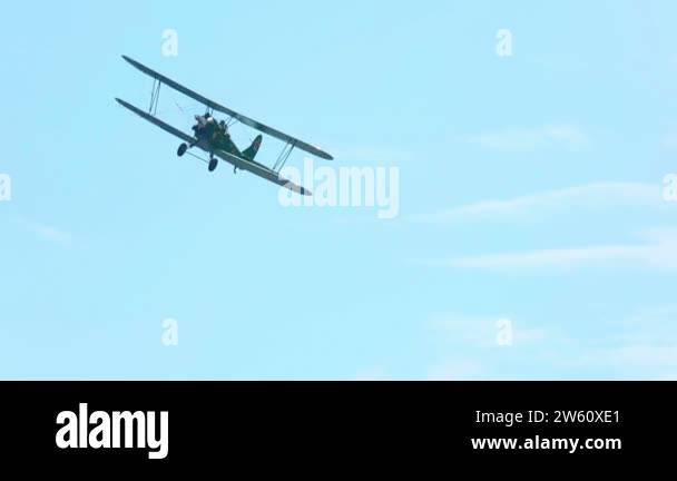 Vintage military biplane Stock Video Footage - Alamy