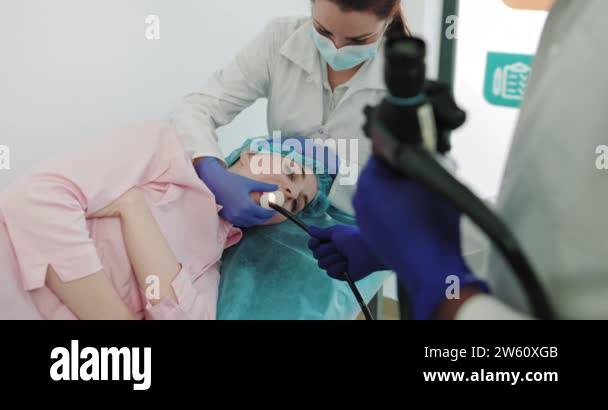 Two Surgeons Perform Endoscopic Surgery Using Modern Equipment. Medical ...