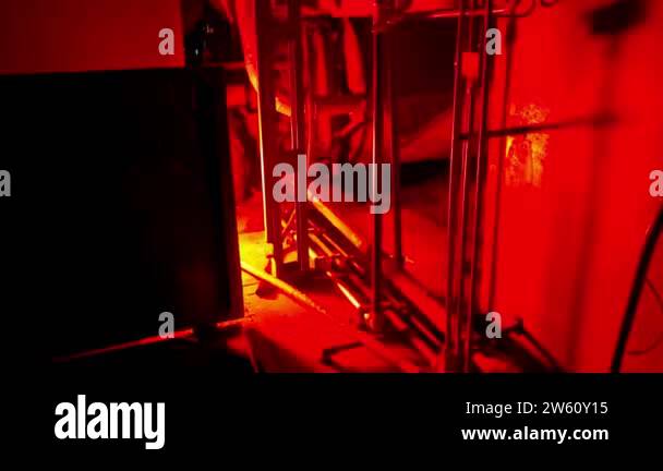Factory room flashes red emergency light Stock Video Footage - Alamy