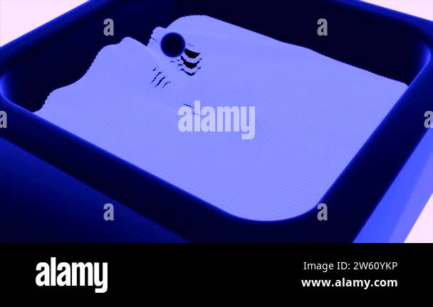 Fluctuation of liquid from movements of ball on surface. Design. 3D ...