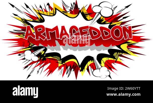 Armageddon. Motion poster. 4k animated red Comic book word text moving ...