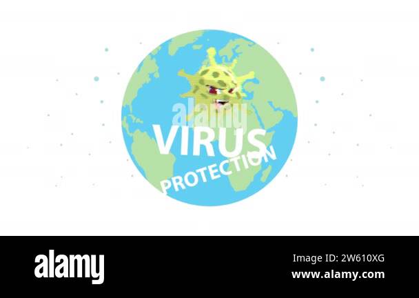 covid19 particle comic character with earth planet animation Stock ...