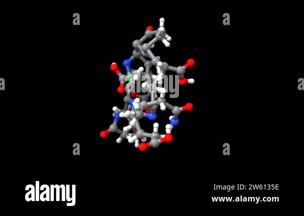 Animated rotating skeletal and spacefill 3D model of coenzyme F430 from ...
