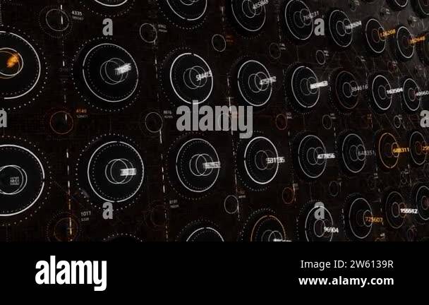 Computer network design, digital data transmitted at high speed, seamless loop. Animation. Rows ...