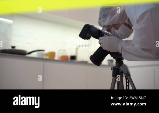 Crime Scene Site Police Photographer Indoors Forensic Domestic Murder ...