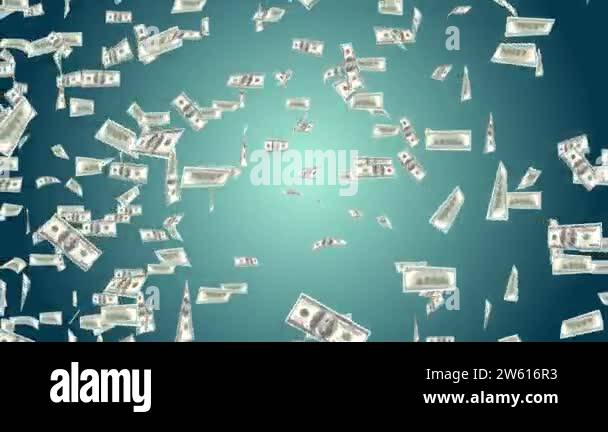 Money rain animated. 100 dollar bills falling on green screen or chroma ...