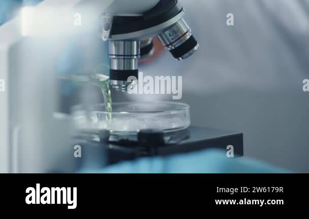 Scientist Mixing Chemicals Under Microscope Stock Video Footage - Alamy