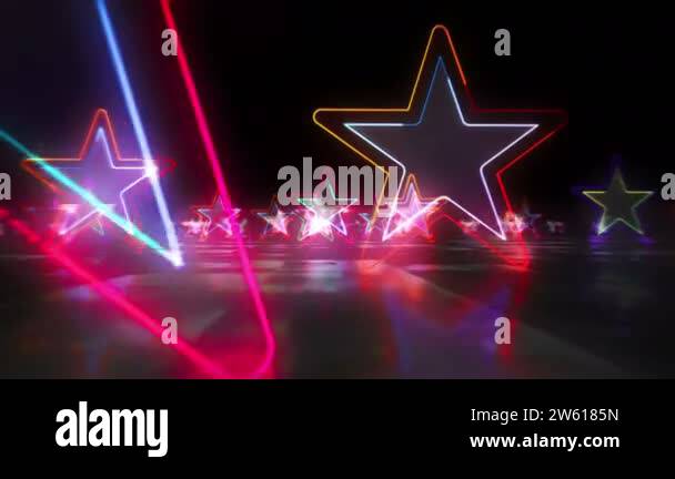 Star symbol. Success neon, celebration and party in digital style ...
