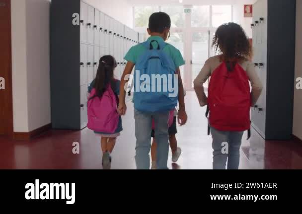 Diverse group of students of different ages leaving school Stock Video ...