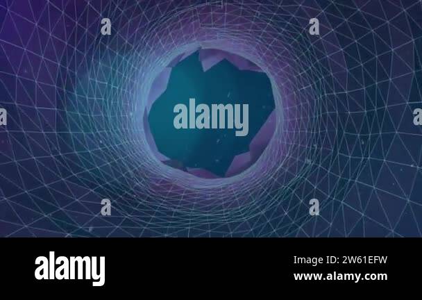 Animation of glowing lights and falling spots on dark background. color ...