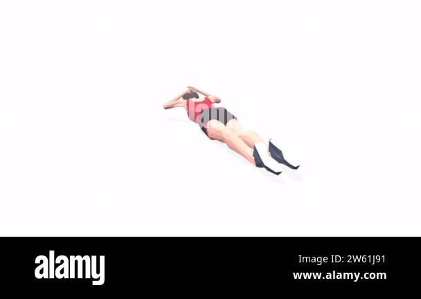 Bridge Woman exercise animation 3d model on a white background in the ...