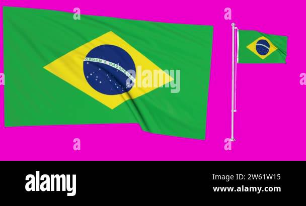 Green screen loop of Brazil two flags waving brazilian animation 3d ...