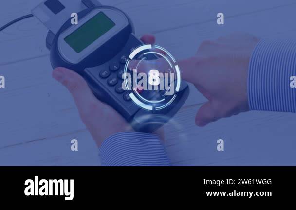 Animation of scope scanning with countdown over payment terminal ...