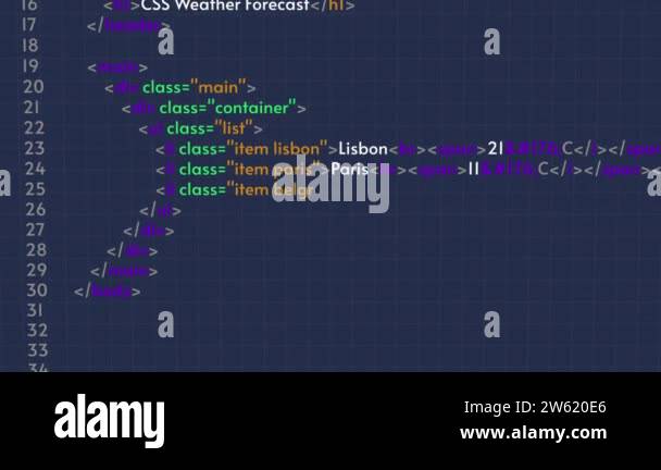 Simple Html Code Animation Programming Process Blue Screen Background Stock Video Footage Alamy