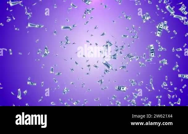 Money rain 3D background in 4k Animation of 100 dollar bills falling on ...