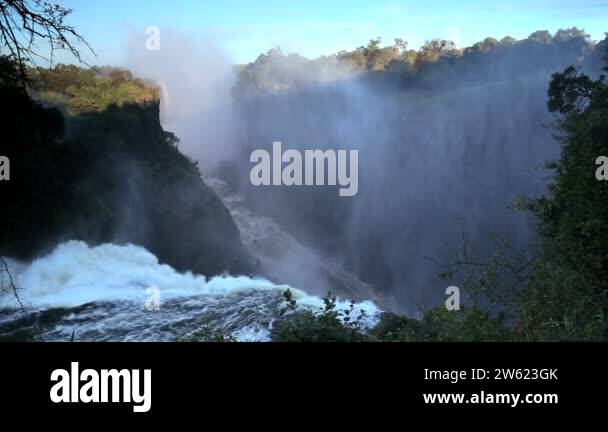 Victoria Falls Zimbabwe Africa Waterfall rainbow Zambezi River Stock ...