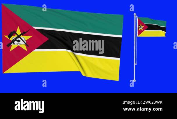 Green screen Namibia two flags waving namibian flagpole animation 3d ...