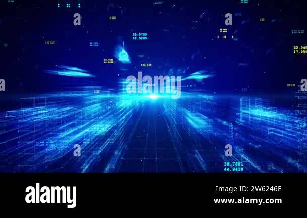 Abstract Visualization Of A Digital City Made Of Codes And Numbers Loop ...