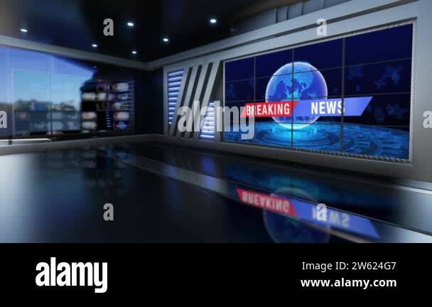 News TV Studio Set - Virtual Green Screen Background Loopmotion footage, A green screen static ...