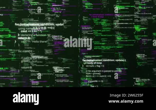 Futuristic hi-tech graphic interface with digital code and data being ...