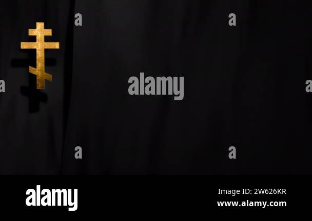 Liturgic golden Christian Cross on copy space. 3D animation for online ...