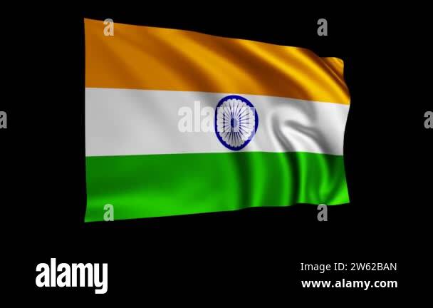 The flag of India animation, Indian 3D waving flag on black screen ...