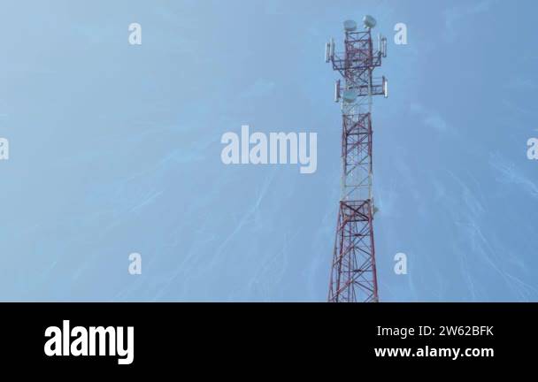 Telecommunications tower carrying broadcasting antennas for gsm, 3G, 4G ...