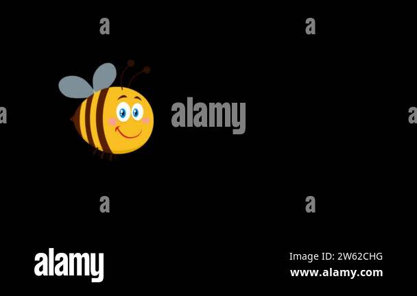 Cute Bee Cartoon Character Flying. 4K Animation Video Motion Graphics ...