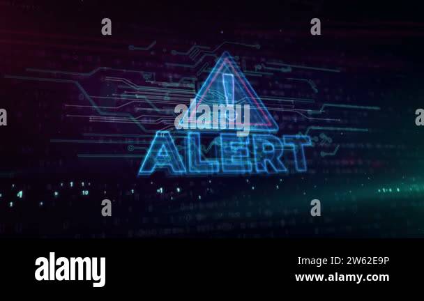 Alert warning concept with exclamation symbol, danger, cyber attack and computer security breach ...