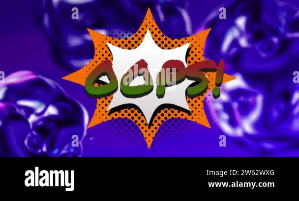 Animation of opps text in red to green letters in retro speech bubble ...