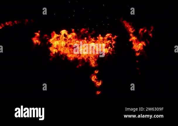 Inferno burst red fire flame at the center of the screen with fireworks ...