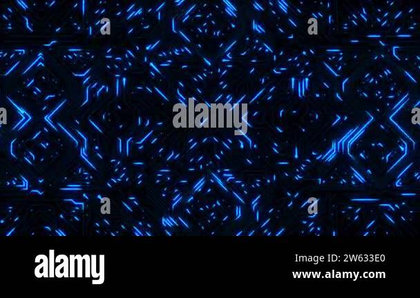 Circuit Board With Moving Electrons Data Flow Loop Background Animation