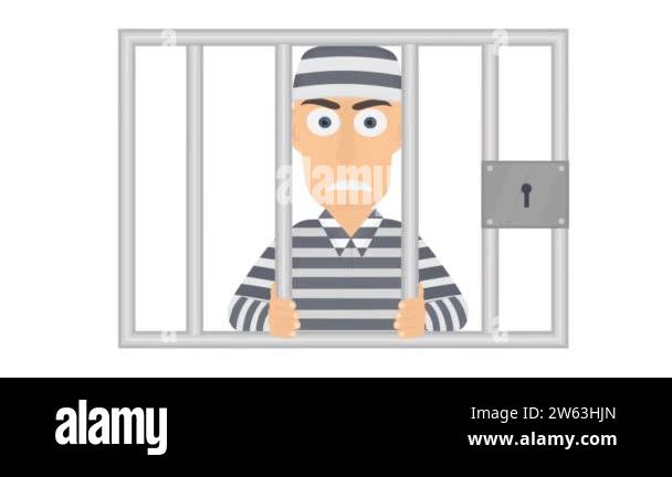 Prisoner. Animation of a prisoner in prison. Cartoon Stock Video ...