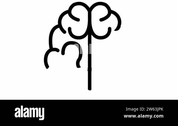 Animated symbol of brain. Icon is drawn gradually. Concept of idea and ...