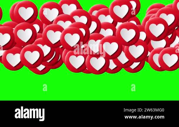 Transitions of hearts on green screen background for video editing ...