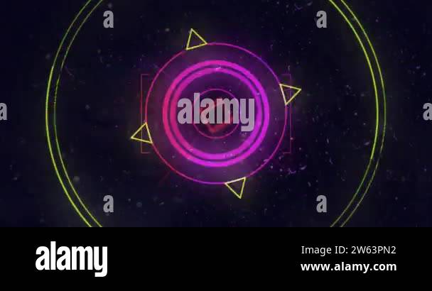 Animation of flickering glowing scope scanning and geometric figures ...