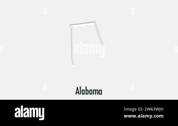 Abstract line animation Alabama State of USA on hexagon style. Alabama ...