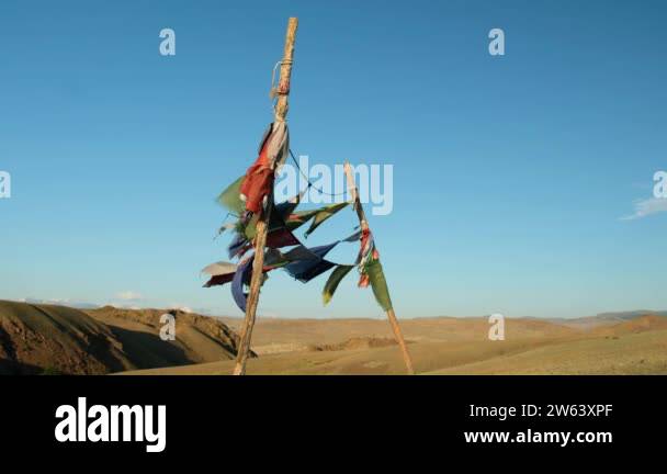 Tibetan prayer flags on poles Stock Videos & Footage - HD and 4K Video ...