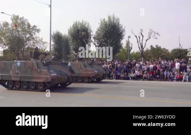 Thessaloniki, Greece Oxi Day Greek Army tanks parade. Hellenic military ...