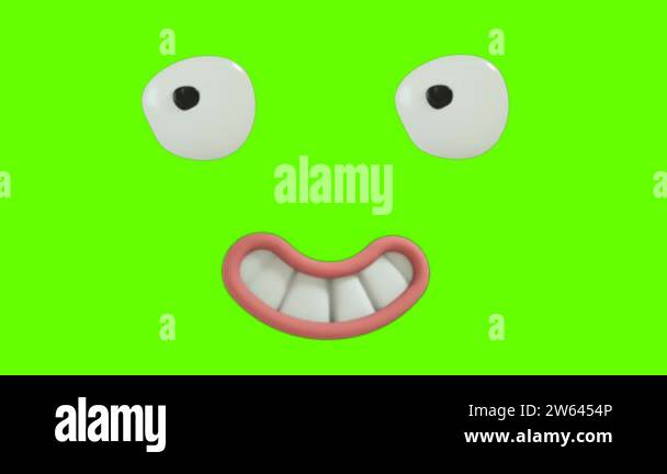 Funny Cartoon Face Reaction with eyes and mouth on green screen ...