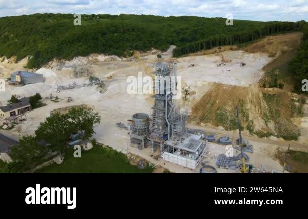 Cement factory at open pit mining of construction sand stone materials ...