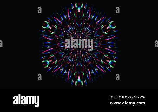 animated circle shape of colorful flashing lights, on black background ...