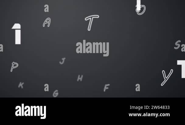Digital animation of multiple changing numbers and alphabets floating against grey background ...
