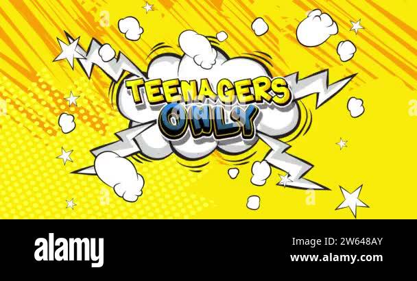 Teenagers Only. Motion poster. 4k animated Comic book word text moving ...