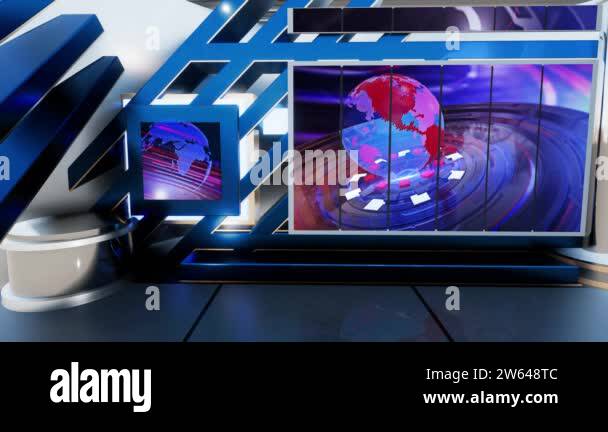 News TV Studio Set - Virtual Green Screen Background Loop motion ...
